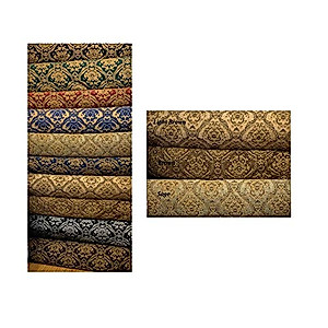 Damask Tapestry Chenille Fabric - Upholstery Fabric, L.Gold - 60" Width - Sold BTY