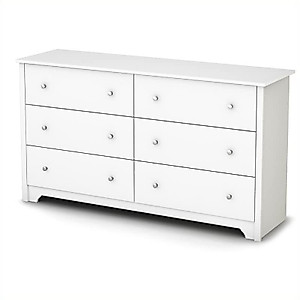 Home Square 4 Piece Modern Bedroom Furniture Set - 6 Drawer Dresser for Bedroom / 5 Chest of Drawers for Bedroom/Small Nightstand with Drawer and Shelf - Set of 2 / White