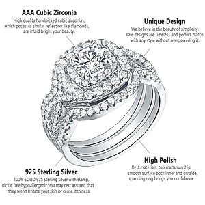 Newshe Jewellery Engagement Rings AAAAA Cz Wedding Sets for Women 925 Sterling Silver 3pcs 2.3Ct White Size 7
