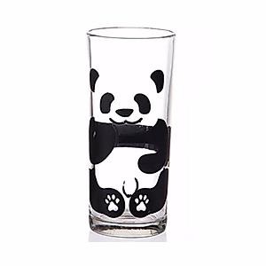 Cute Panda Glass Cup Mugs Milk Tea Cup Water Drinking Cups Couple Cup Breakfast Cups Gifts for Panda Lover,Set of 2