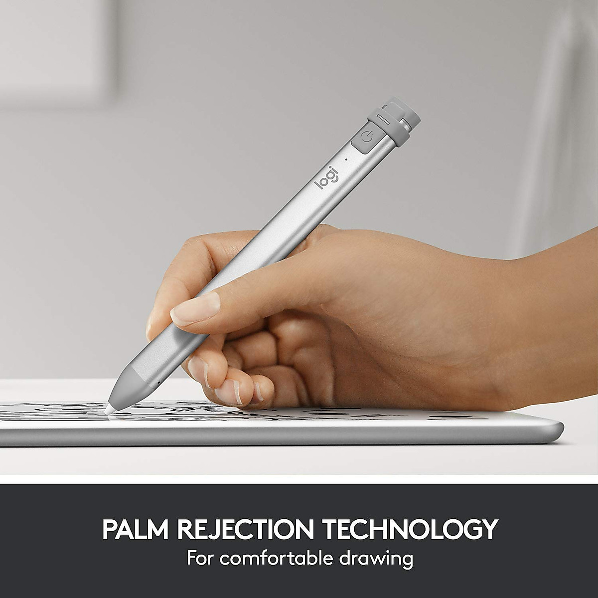 Logitech Crayon Digital Pencil for iPad Pro 12.9-Inch (5th, 6th Gen), 11-Inch (2nd, 3rd, 4th gen), iPad (7th, 8th, 9th and 10th Gen), iPad Air (3rd, 4th, 5th Gen), iOS 12.2 & Above - Grey