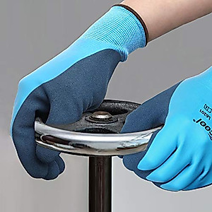 DS Safety Waterproof Work Gloves Hycool Grip Working Gloves 1 Pair(L,Blue)
