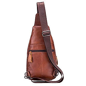 Hebetag Leather Sling Bag Hiking Daypack for Men Women Outdoor Travel Camping Fishing Crossbody Shoulder Chest Pack Backpack