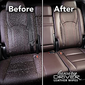 Luxury Driver All-Purpose Leather Wipes for Car Seats Leather Cleaning Wipes, Leather Car Seat Cleaner, Leather Wipes for Couch, Car Interior, Shoes and Purses - New Car Smell (36 Ct Canister)