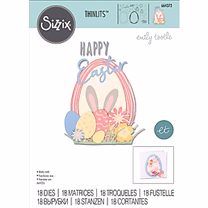 Sizzix Thinlits Die Set 17 Pack Easter Sentiments by Emily Tootle, Multicolor