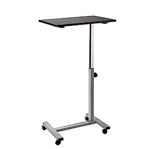 Seville Classics Airlift Height Adjustable Mobile Rolling Laptop Cart Computer Workstation Desk Table Bundle for Home, Office, Classroom, Hospital, w/Wheels