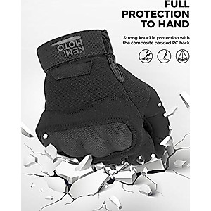 KEMIMOTO Tactical Gloves for Men, Touchscreen Motorcycle Gloves with Hard Knuckle for Outdoor Sports Motorcycle Cycling Tactical Training Airsoft Paintball Shooting Hunting Hiking Camping Climbing