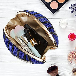 Evevictor Football Shaped Rhinestone Evening Clutch Purse Crystal Shoulder Bag Bling Party Handbag