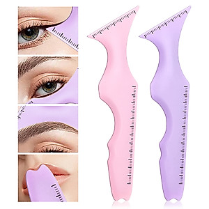 2PCS 5 in1 Eyeliner Stencils Silicone Winged Tip Eyeliner Aid Eyebrow Pencil Stencils Multi-Purpose Eye Makeup Tool for Winged Eyeliner, Defined Eyebrow, Eyelash, Face Contour and Lip Line