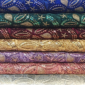 Bestway Lace Floral Sequins Embroidery African Lace Fabric 5 Yards Gold Tulle Fabric Nigerian Wedding Party Dress Material