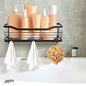 ODesign Shower Caddy Basket Shelf for Shampoo Conditioner Bathroom Kitchen Storage Organizer SUS304 Stainless Steel No Drilling - Black