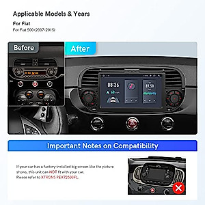 XTRONS Single Din Car Stereo for Fiat 500, Android 12 Octa Core 4GB RAM 64GB ROM Car Radio Player, 7 Inch IPS Touch Screen GPS Navigation for Car Head Unit Built-in DSP Car Play Android Auto (Black)