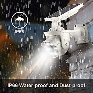 EVERSECU 2400 Lumen 6 LEDs Motion Sensor Solar Flood Lights Outdoor PAN/TILT manually Adjustable Solar Spotlight with Battery Waterproof Wireless Security Dummy/Decoy Camera for Garden Porch Barn