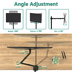 WALI Monitor Arm Mount for Desk, Single Extra Tall Computer Desk Mount, Monitor Bracket Mount Stand Single, up to 32 inch, 22 lbs (M001XL), Black