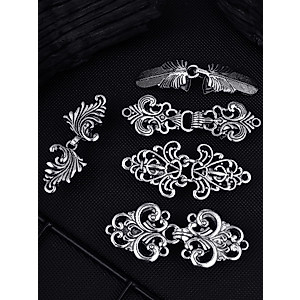 5 Pieces Shawl Clips Cloak Clasp Cardigan Clip Sweater Clips Vintage Collar Retro Cloak Brooches and Silver Shawl Pins for Women Girls Shirt Clips (Novel Style)