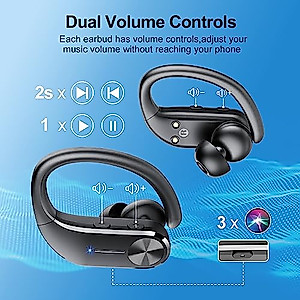 hadbleng Ear Buds Wireless Earbuds Bluetooth 5.3 Headphones 60Hrs Playtime Sports Earhooks Over Ear Earphones with LED Display, IPX7 Waterproof Built-in Mic Headset for Workout, Running, Gym