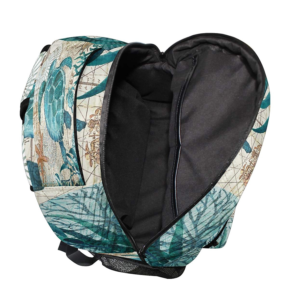 Vdsrup Vintage Turtle Backpack for Girls Kids Boys Ocean Sea Starfish World Map School Book Bag Waterproof Student Laptop Backpacks College Carrying Bags Casual Durable Lightweight