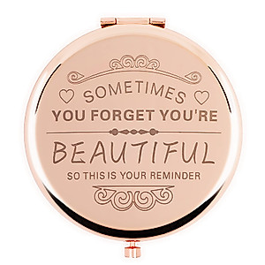 Birthday Gifts for Women－Compact makeup mirror,gifts for women, festival ,Valentine's Day,Christmas,Mother's Day, graduation party,the gift for mom,wife,sister,daughter,friend,classmate (Rose gold)
