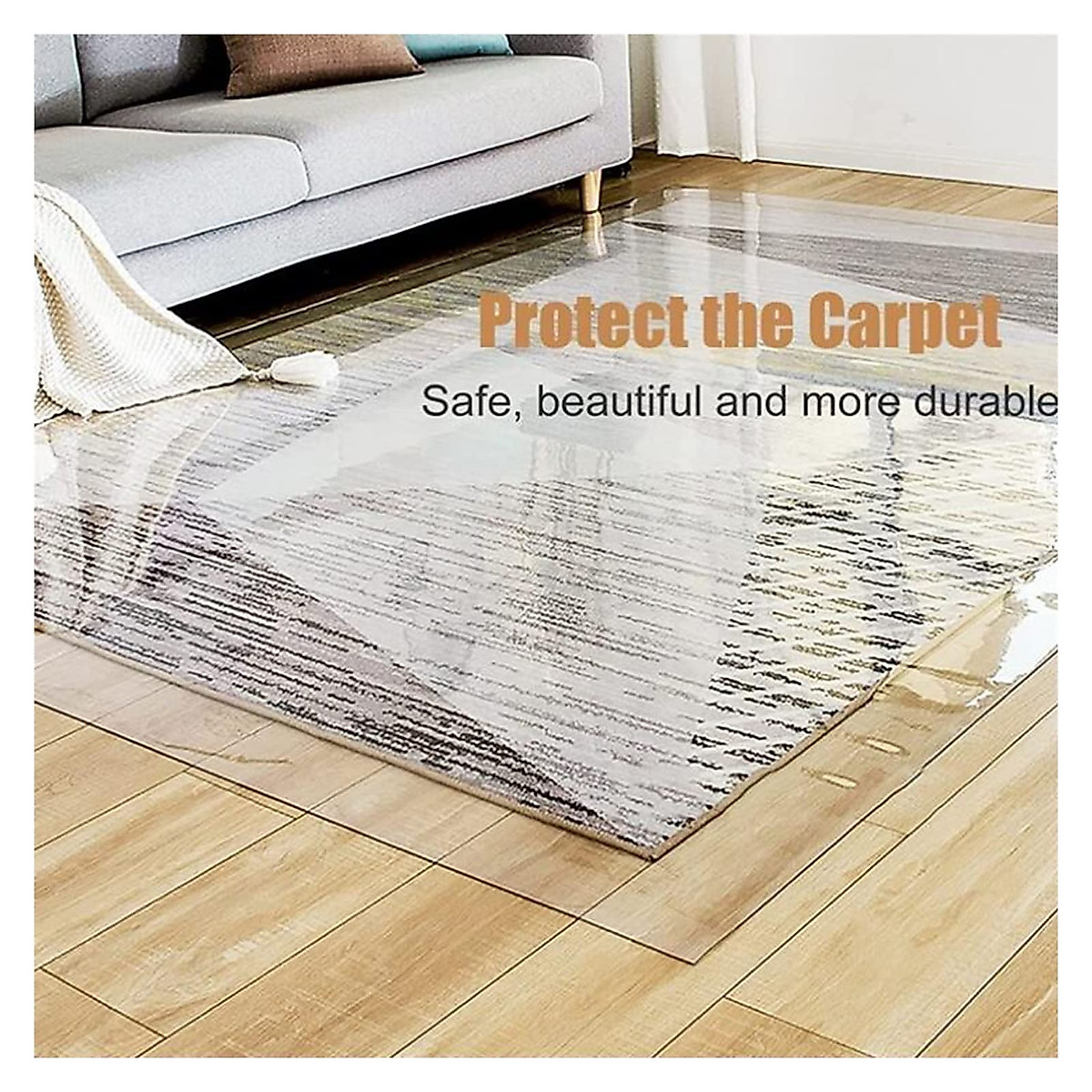 Clear PVC Desk Chair Mat Transparent Plastic Runner Rugs for Hardwood Floors/Carpet Protector,Clear Floor Protector Carpet for Hard Surface Floors, Non Slip Easy Clean Area Rug Pad,2mm Thick,60/80/100