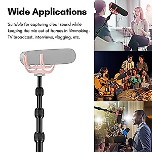 Andoer Handheld Microphone Boom Arm 5-Section Extendable Mic Arm Aluminum Alloy Boom Pole for Microphones 1/4 Inch Screw & Thread with Foam Grip Locks 40cm-155cm Adjustable Length 3kg Load
