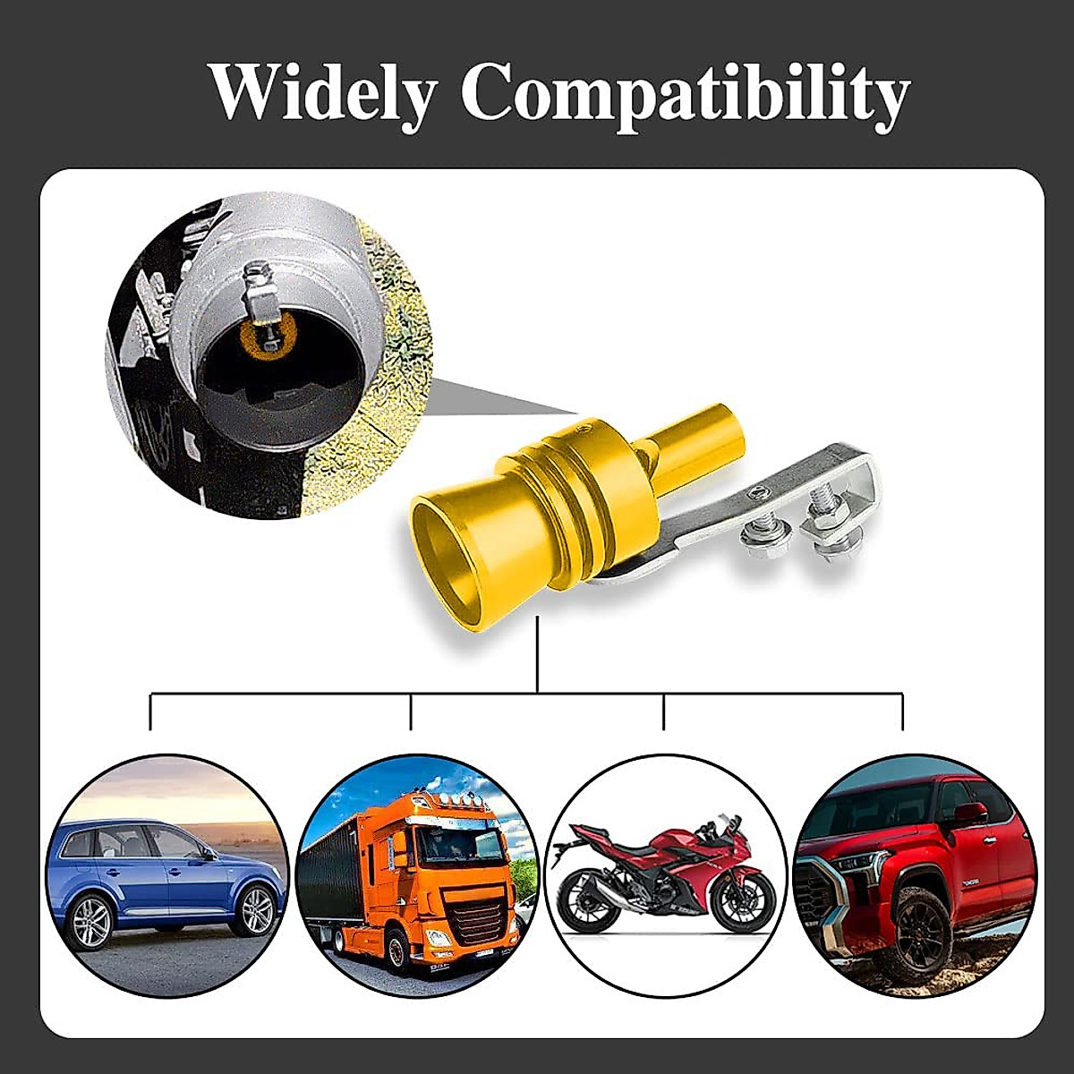 2PCS Car Turbo Whistle, Aluminum Alloy Universal Turbo Whistle, XL Size Aluminum Alloy Universal Turbo Sound Exhaust Muffler Pipe Whistle Car Roar Make (Gold)