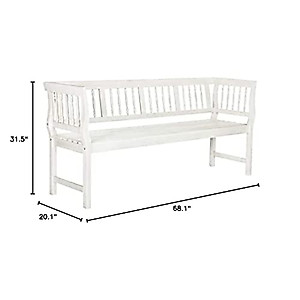 Safavieh PAT6732C Outdoor Collection Brentwood Bench, Antique/White