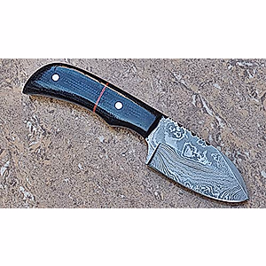 Smart & Sharp Custom Handmade Damascus Steel Hunting Knife/Skinner Knife AA-13125 (Black Micarta)