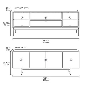 BDI Furniture Elements Quad Cabinet Ricochet Doors, Media Base, Walnut Finish