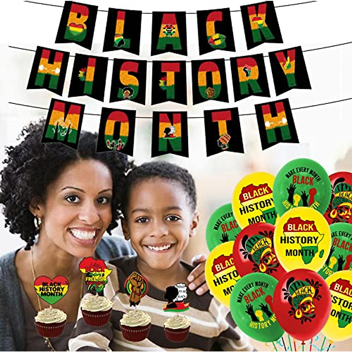 Black History Month Balloons Party Decoration African American Fist February Holiday Latex Balloons Black History Month Latex Balloons Decorations(32pcs)