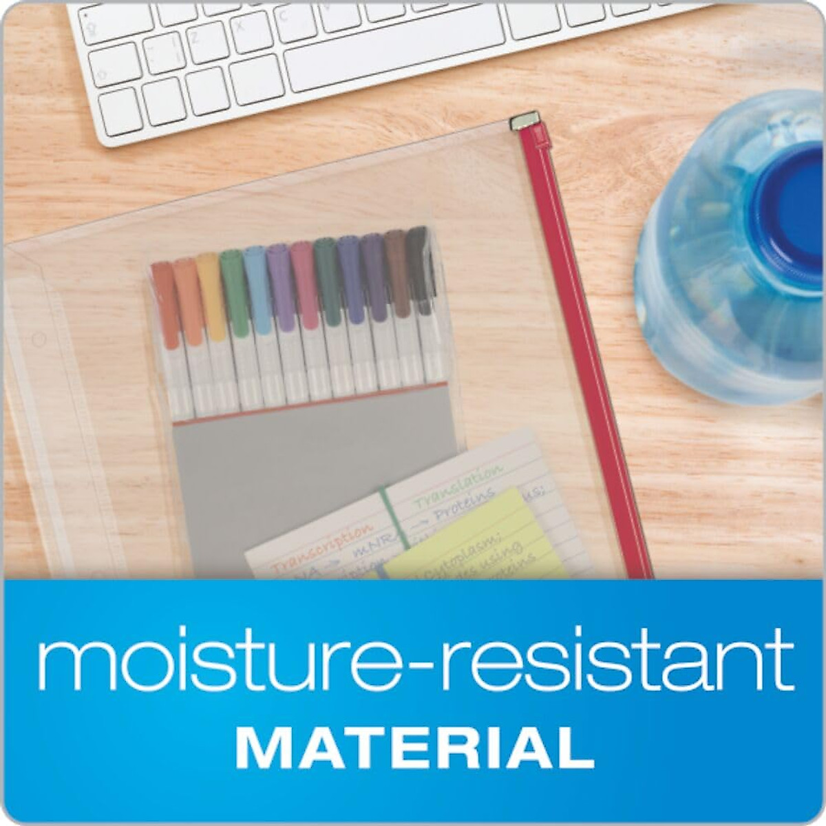 Cardinal Plastic Zippered Binder Pockets, 3-Hole Punched, Fits Full Letter Size 8-1/2" x 11" Sheets, Clear with Multicolor Zippers, 5-Pack (14650)