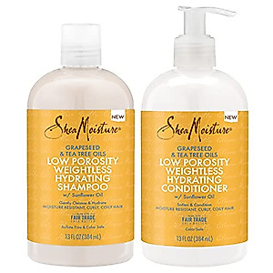SheaMoisture Low Porosity Protein-Free Set w/Baobab & Tea Tree Oils â€“ Includes 13 oz. Shampoo & 13 oz. Conditioner