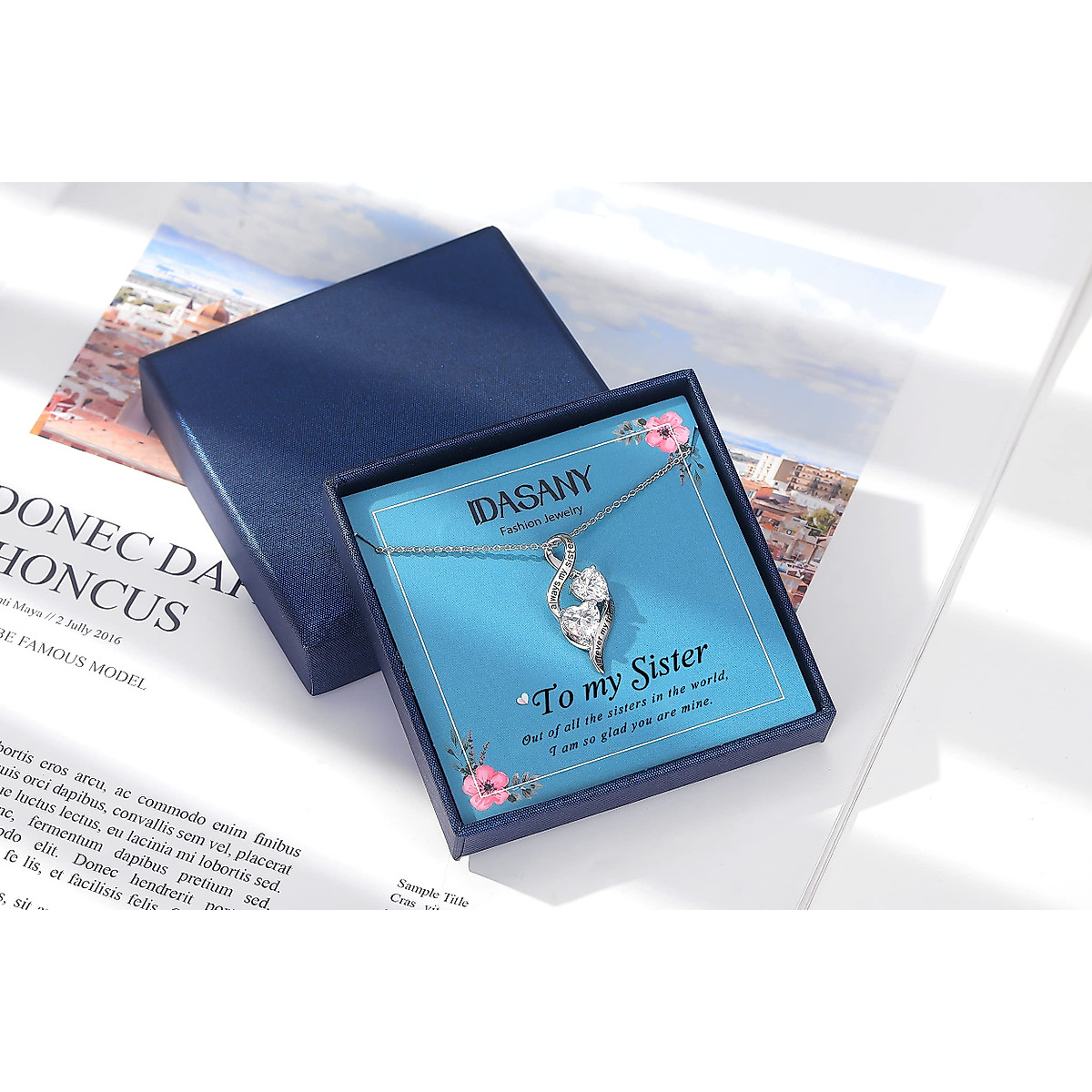 IDASANY Mother's Day Gifts for Sister from Sister Brother- 925 Sterling Silver Always My Sister Forever My Friend Love Heart Pendant Necklace, 18" (with Giftbox)