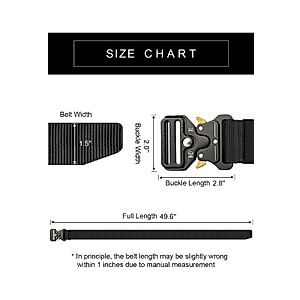 Ｋｉｒａ　Ｓｕｔｓｕ Mens Tactical Belt Work Belts For Men 1.5" Nylon Web Tactical Belt with Automatic Slide Buckle