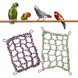 2 Pcs Pet Climbing Rope Net, Hammock Small Animal Activity Toy Bird Climbing Rope Ladder Ferret Cotton Rope Net Sets for Hamster Ferret Guinea Pig Chinchilla Cockatiel Parakeet Play