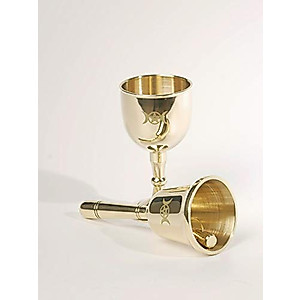 Gbrand Mini Altar Bell and Altar Chalice, Triple Moon Goddess and Pentagram Wiccan Supplies and Tools, Altar Ritual Kit