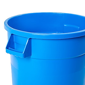 Trash Can With Lid And Dolly Round Ingredient Storage Containers Recycling Bin Kitchen Garbage Can Office Garbage Can Trash Barrel Plastic Barrel Yard Waste Bin Outdoor Trashcan (Blue, 20 Gallon)