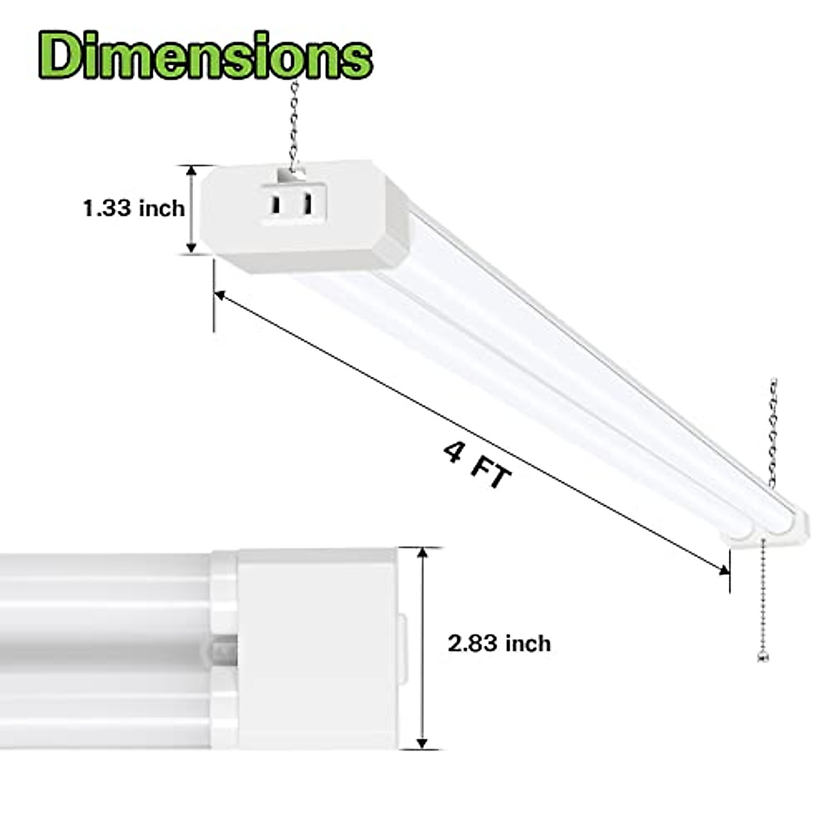 5000K LED Shop Light Linkable, 4FT Daylight 42W LED Ceiling Lights for Garages, Workshops, Basements, Hanging or FlushMount, Included Power Cord and Pull Chain, 4200lm, ETL- 1 Pack