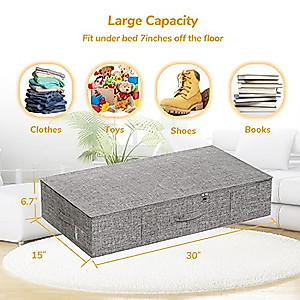 KLONVS Storage Bins with Lids, Stackable Storage Bins & Foldable Underbed Storage, Under Bed Storage Containers with Lids (Set of 2) for Clothing, Shoes