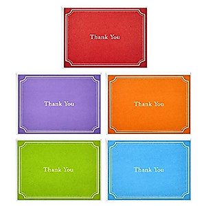 Hallmark Thank You Cards, Assorted Solid Colors (Pack of 50 Note Cards with Envelopes, Blank Thank You Notes for Business, Graduation, Weddings, Showers), Model Number: 5WTU1080
