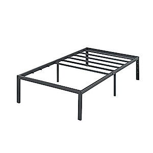Olee Sleep 18 Inch Tall Heavy Duty Steel Slat Anti-slip Support Easy Assembly Mattress Foundation Maximum Storage Noise Free No Box Spring Needed, Black