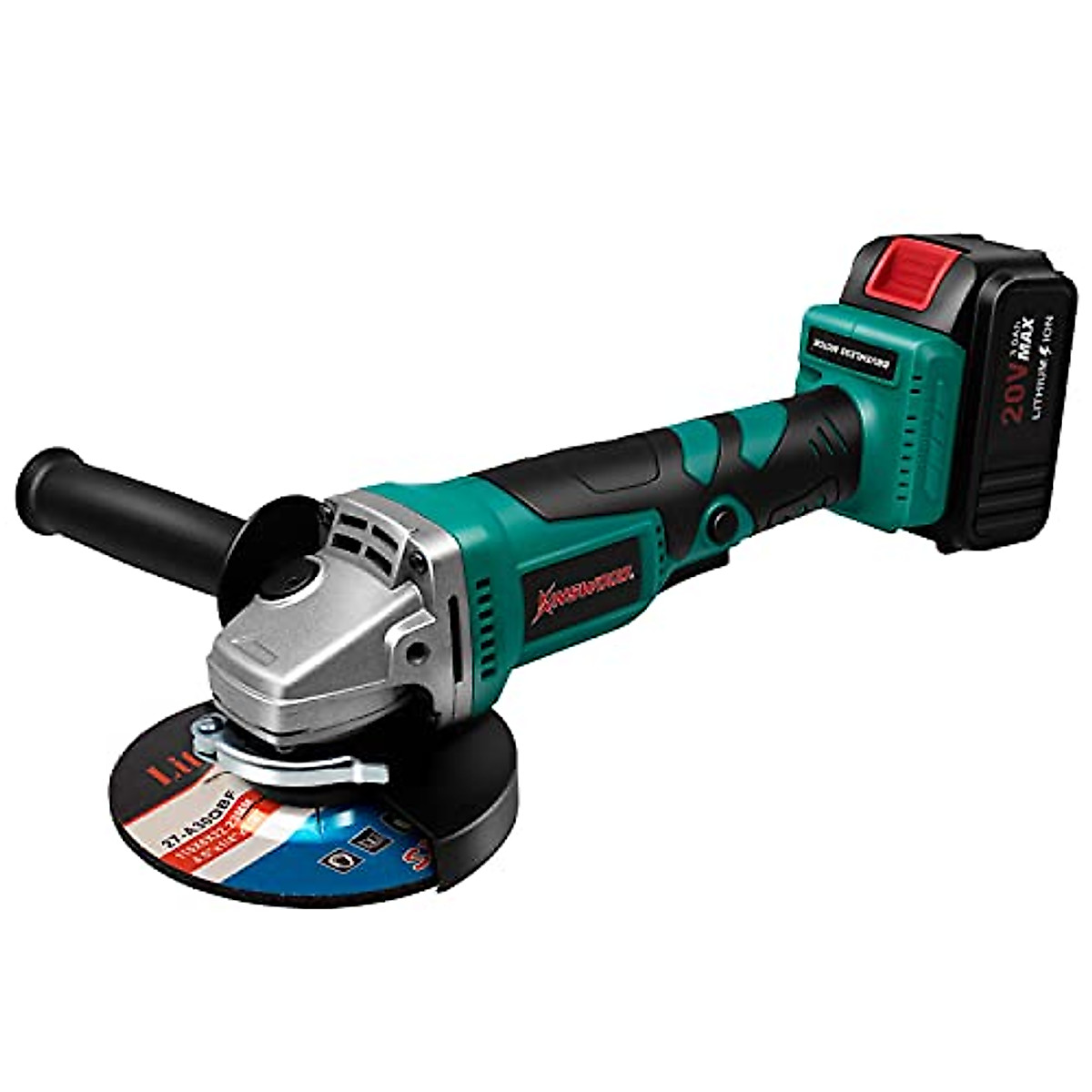 Kinswood Brushless Cordless Angle Grinder 20V 4-1/2” Cut-Off 3.0Ah Lithium-ion Battery & Fast Charger w/Cutting Wheel & Grinding Wheel
