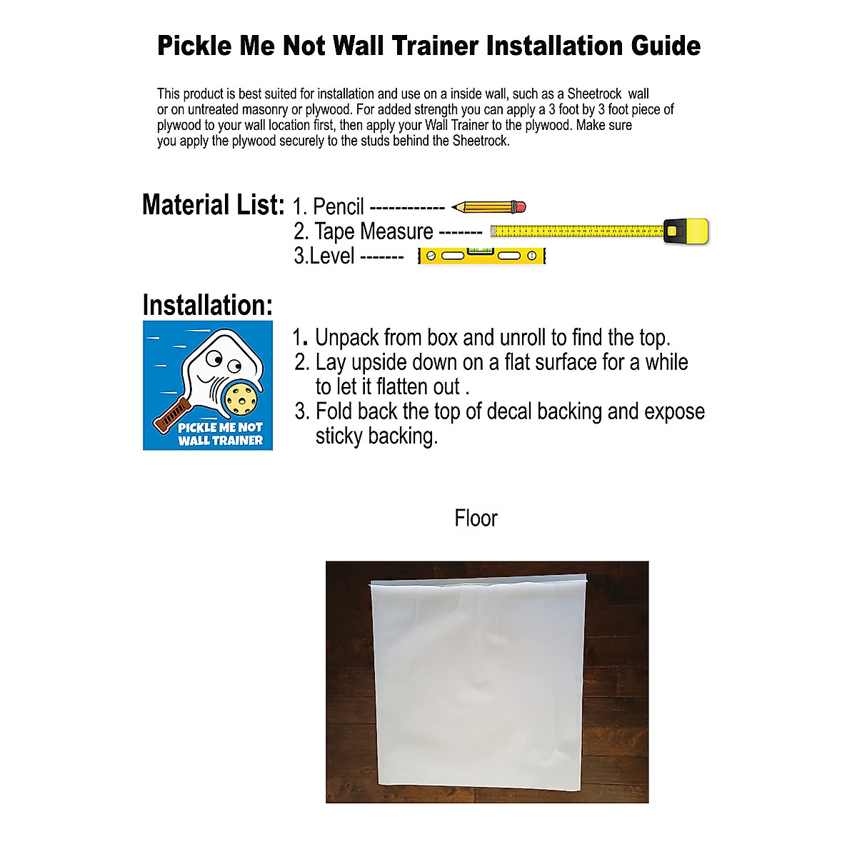 Pickleball Racquet Sport Wall Drill Target Decal - Peel and Stick Poster - A Dink Pad for Pickleball Training - Perfect Aids and Equipment - Be A Slam Master Today