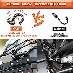 Thewinio Cargo Net 15"x15" Stretches to 30"x30" with Thicken Hooks | Natural Latex Core, Tight 2”x2” Mesh Small Heavy Duty Bungee Net for Motorcycle Helmet, Bike, ATV, UTV, Luggage (Red, 2 Pack)