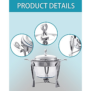 ORDINNER KIT Chafing Dish Buffet Set Stainless Steel Frame Chafing Dishes Glass Dish Server Food Warmer for Parties 4.1L