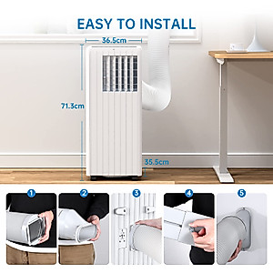 Takywep Portable Air Conditioner for Room up to 350 sq.ft, 8,000BTU A/C Unit with Dehumidifier and Cooling, 24Hour Timer, Sleep Mode, Remote Control, Window Installation Kit