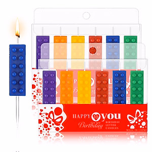 Riyiper Building Block Party Candles, Birthday Cake Candles Building Block Pick Birthday Supplies Cake Topper Novelty Candle for Building Block Party Themed Birthday Decoration Favor, 6 Colors