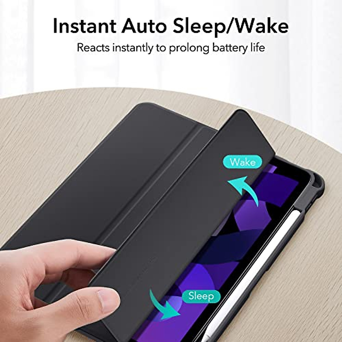 ESR Hybrid Case Compatible with iPad Air 5 Case (2022)/iPad Air 4 Case (2020)/iPad Pro 11 (3rd Gen), Pencil Holder, Detachable Magnetic Cover, Auto Sleep/Wake, Rebound Series, iPad Air 5/4 Case, Black