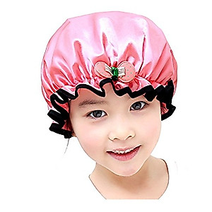NKTM Girls Toddler Shower Cap, 2-Pack Cute Pink Shower Caps for Kids