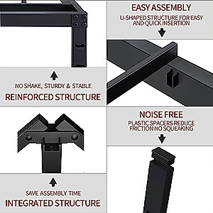 ALDRICH Metal Bed Frame Queen Size - 16 Inch Tall Black Basic Anti Squeak Steel Slats Platform, Easy Assembly Heavy Duty Noise Free Bedframes, No Box Spring Needed