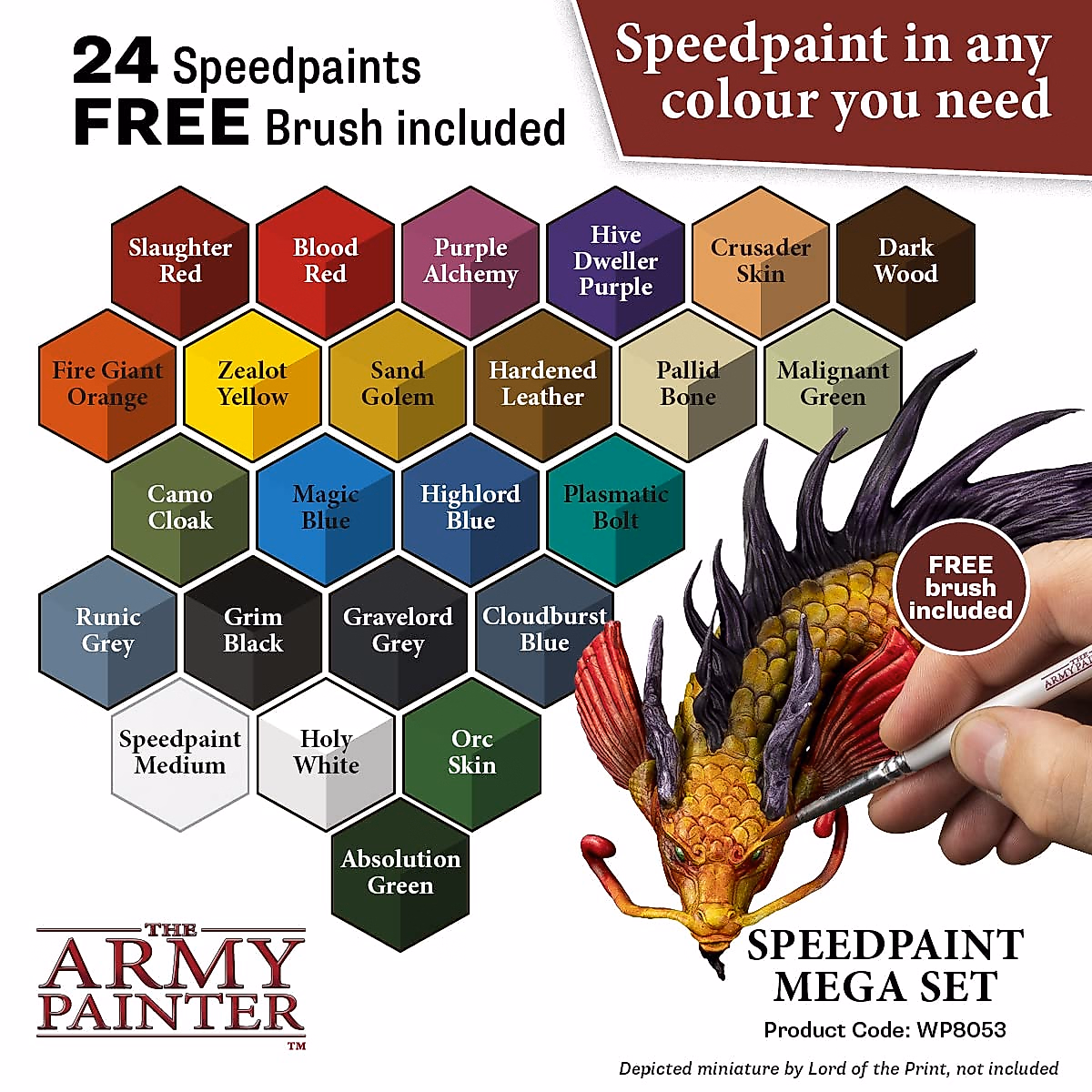 The Army Painter Speedpaint Mega Set - 24 x 18ml Speed Model Paint Kit Pre Loaded with Mixing Balls and 1 Brush Model Paint Set for Plastic Models with Free Bonus Item
